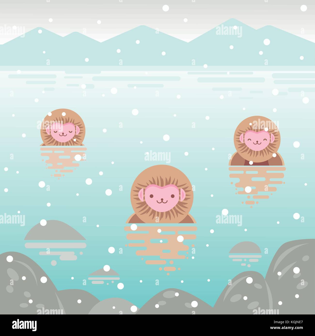 Onsen monkeys Stock Vector Images - Alamy