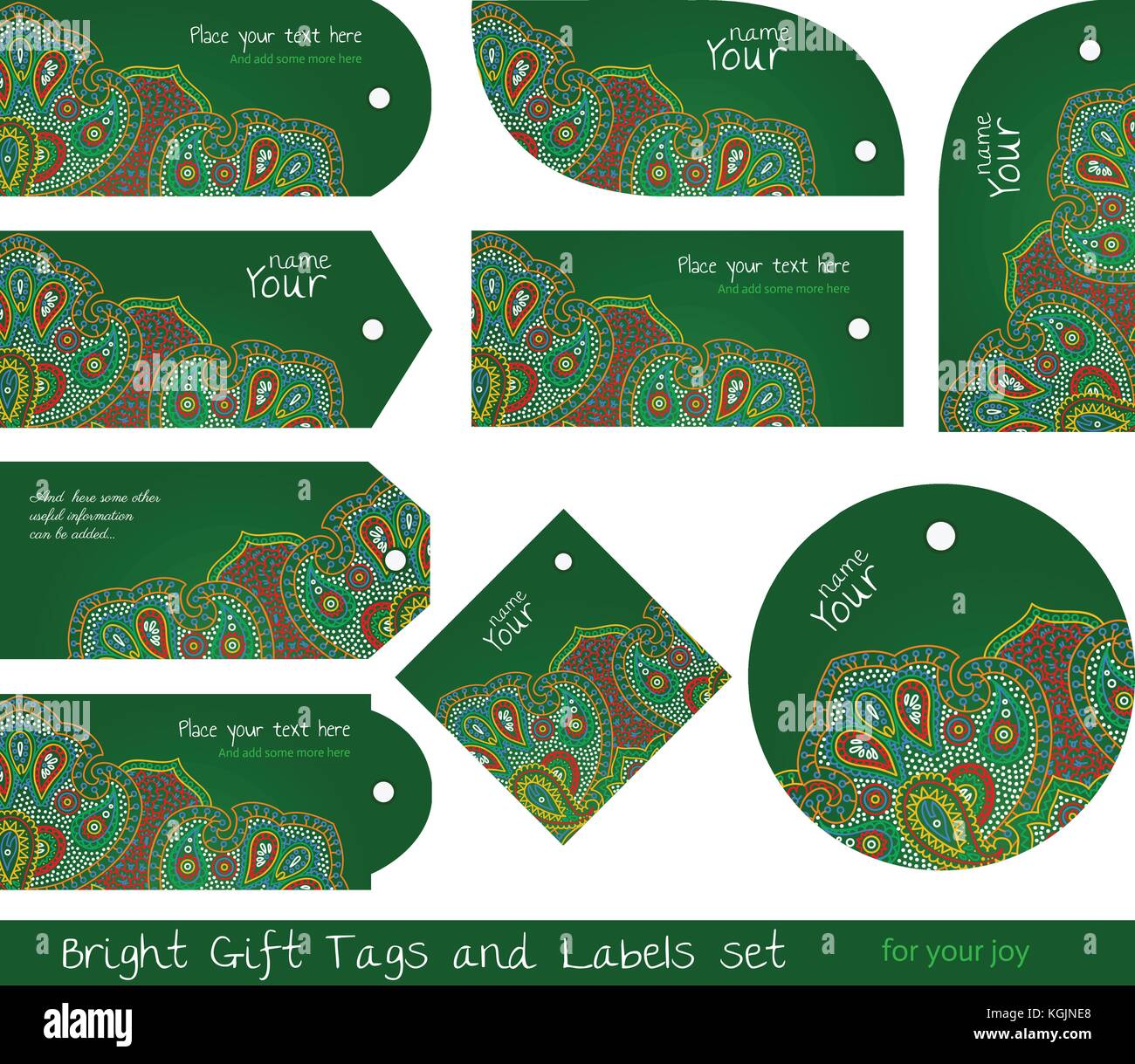 floral set of green tags for gifts and goods Stock Vector Image & Art ...