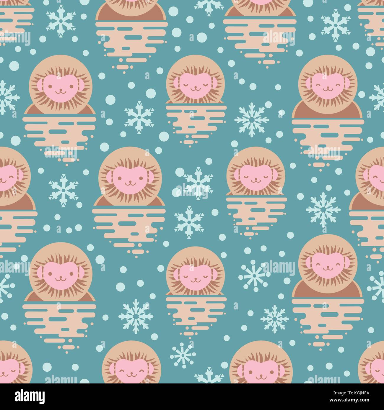 Wild monkeys that enters a hot spring. Snow monkey in Japan vector ...