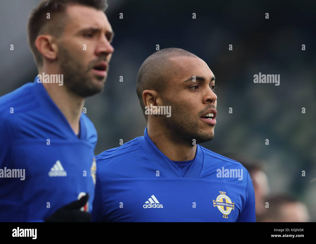 Northern Ireland's Josh Magennis during training at Windsor Park ...