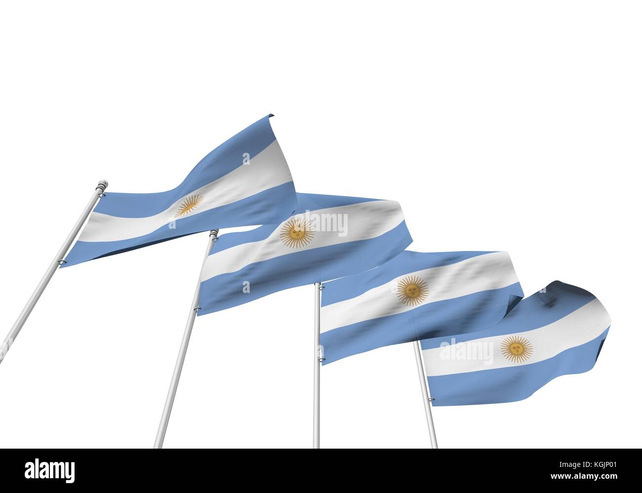 Argentina flags in a row with a white background. 3D Rendering Stock ...