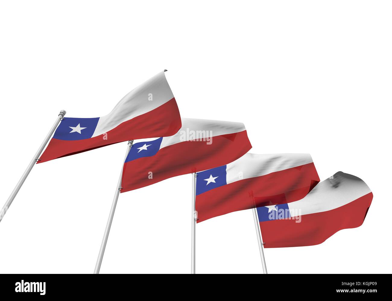 Chile flags in a row with a white background. 3D Rendering Stock Photo ...