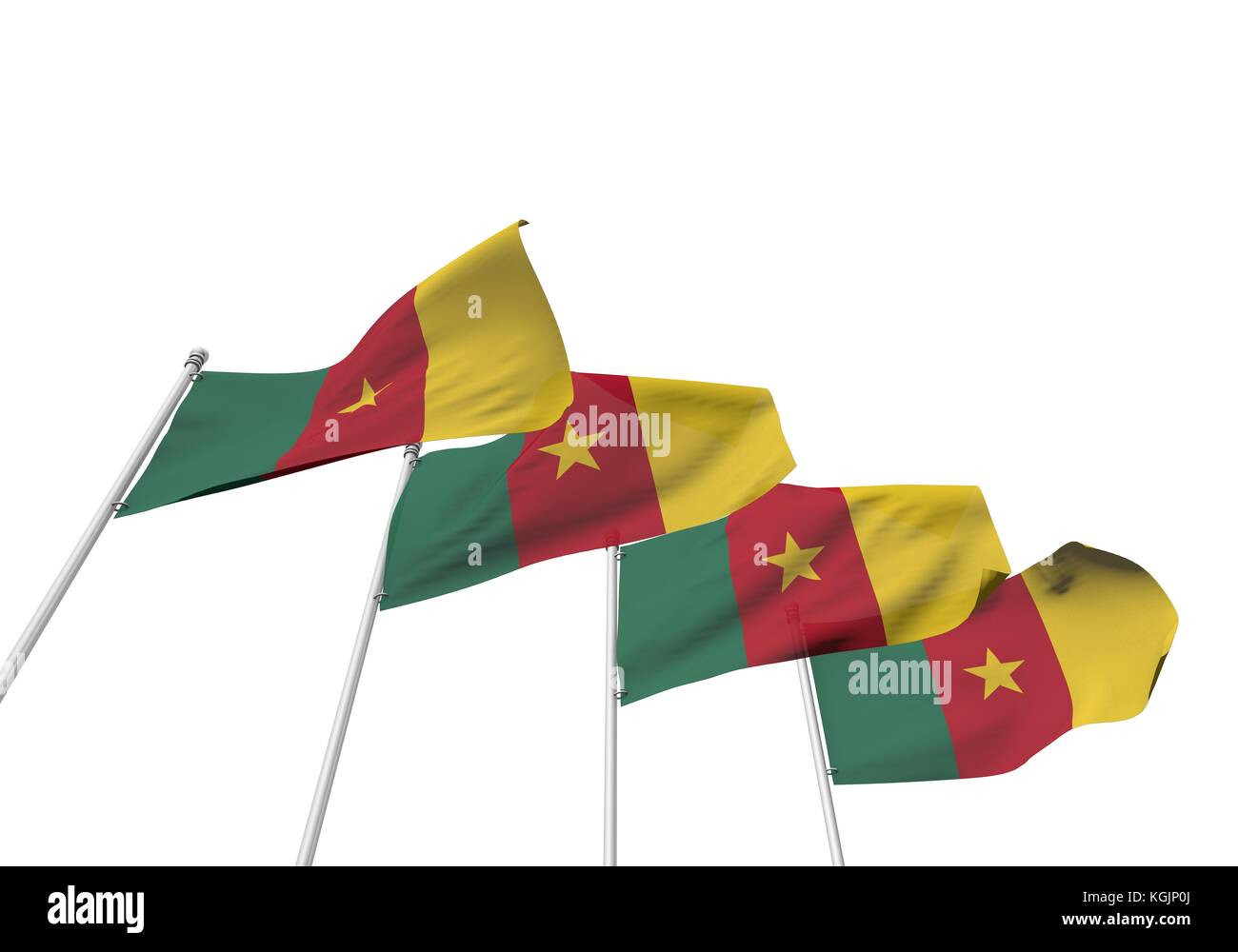 Cameroon flags in a row with a white background. 3D Rendering Stock ...