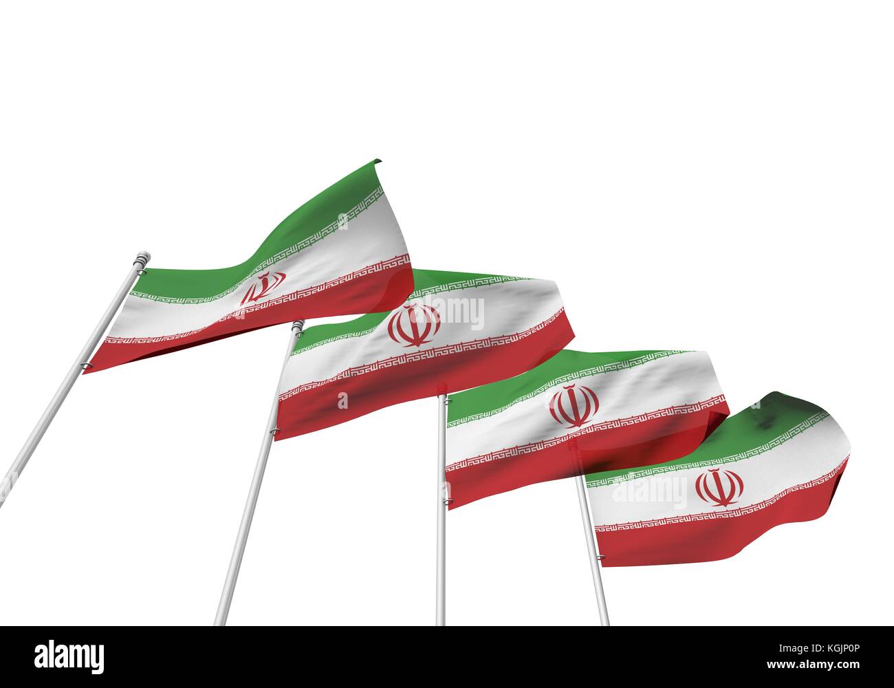 Iran flags in a row with a white background. 3D Rendering Stock Photo ...