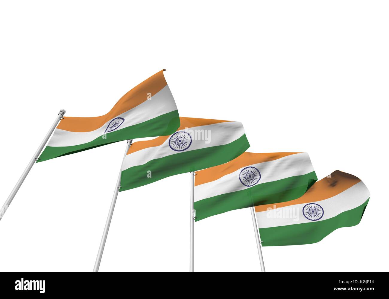 India flags in a row with a white background. 3D Rendering Stock Photo ...