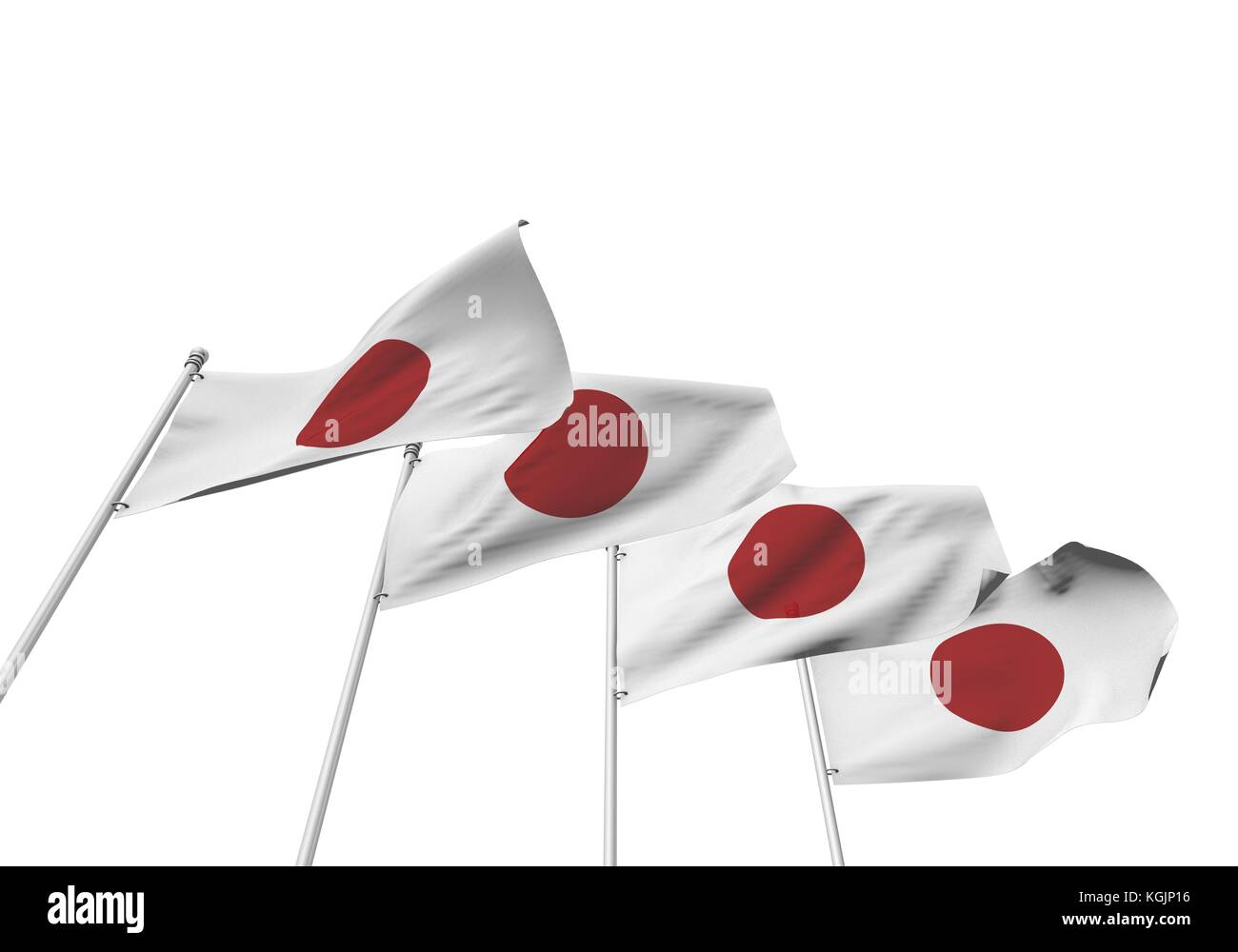 Japan flags in a row with a white background. 3D Rendering Stock Photo ...