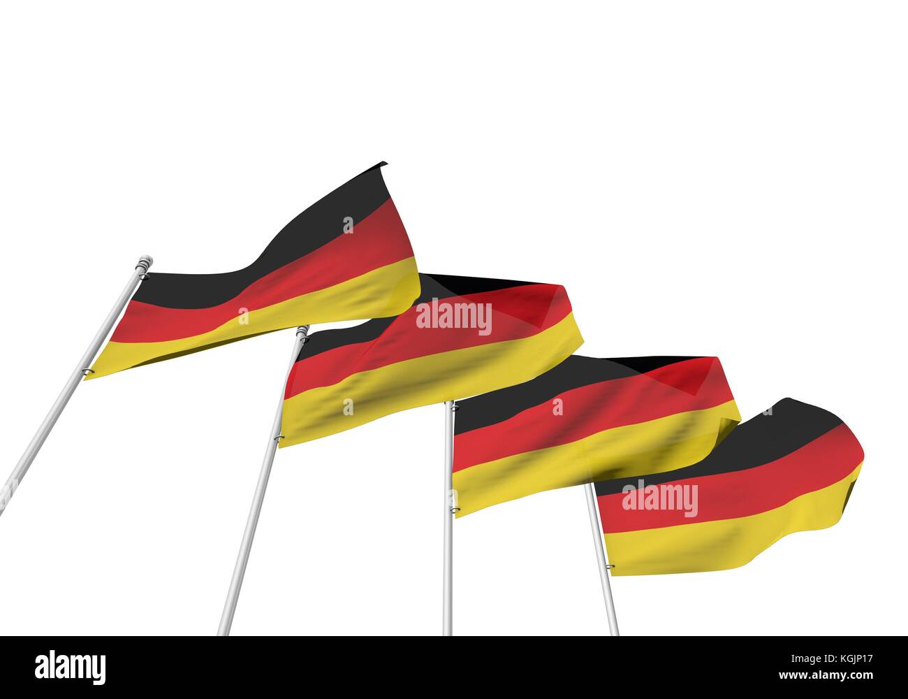 Germany flags in a row with a white background. 3D Rendering Stock ...