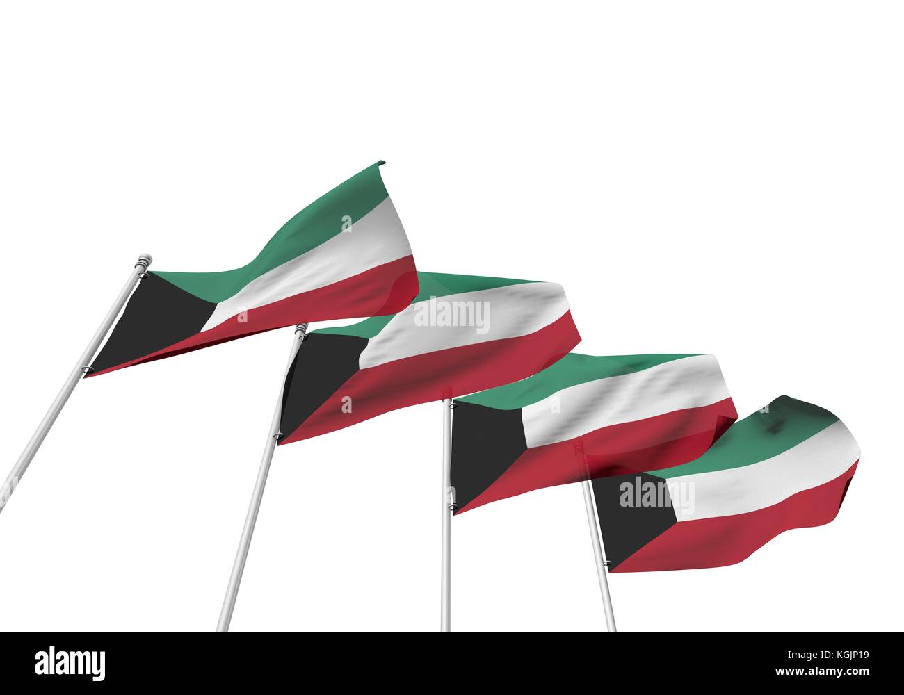 Kuwait flags in a row with a white background. 3D Rendering Stock Photo ...
