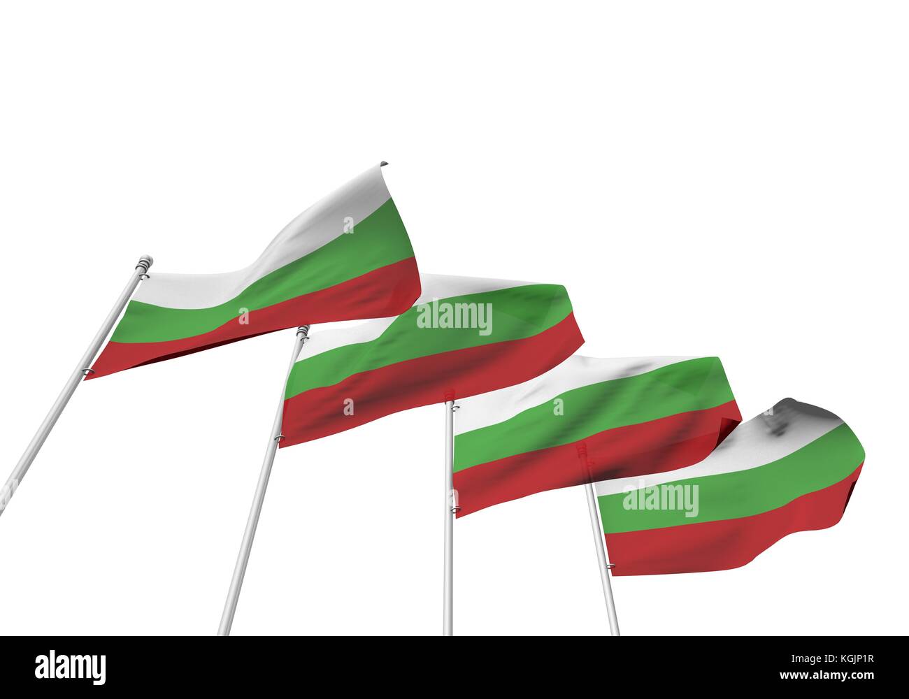 Bulgaria flags in a row with a white background. 3D Rendering Stock ...