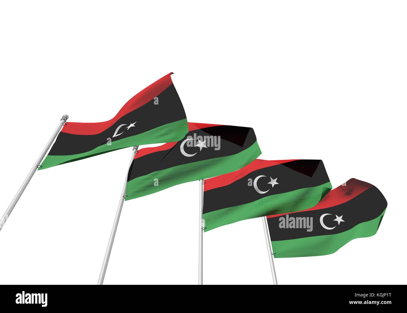 Libya flags in a row with a white background. 3D Rendering Stock Photo ...