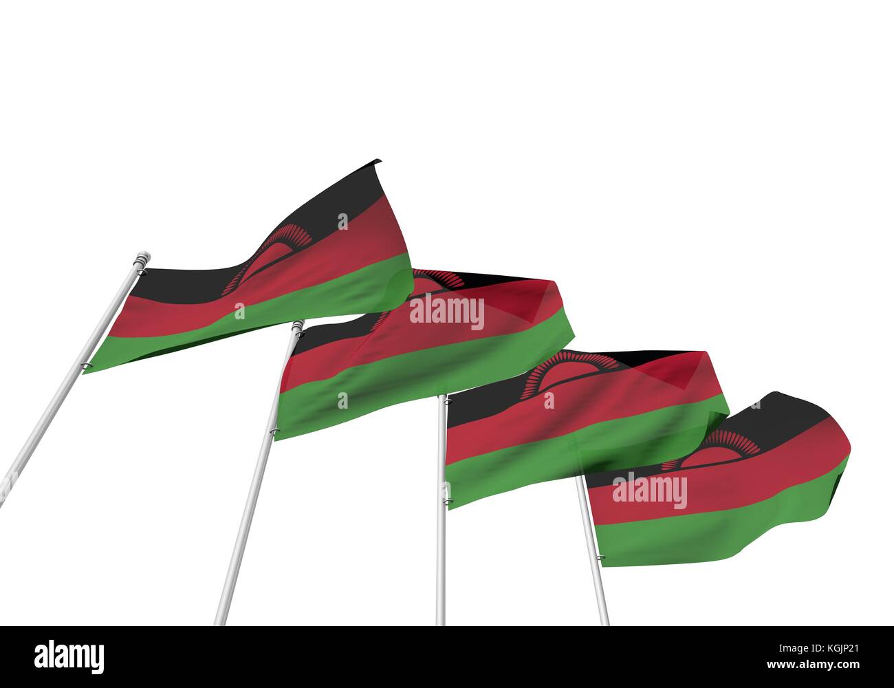 Malawi flags in a row with a white background. 3D Rendering Stock Photo ...