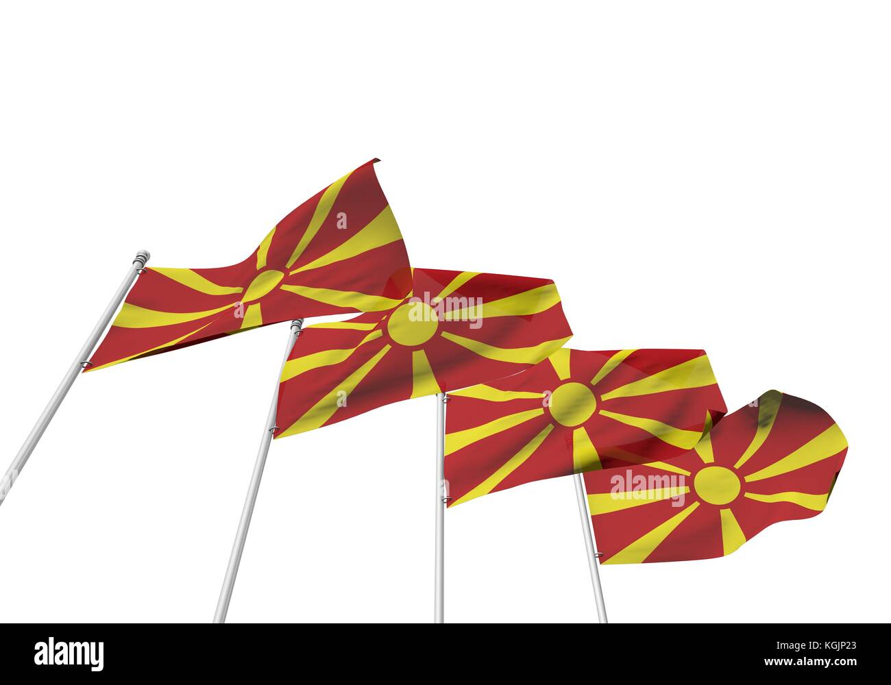 Macedonia flags in a row with a white background. 3D Rendering Stock ...