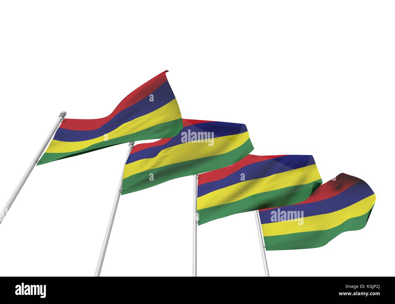 Mauritius flags in a row with a white background. 3D Rendering Stock ...