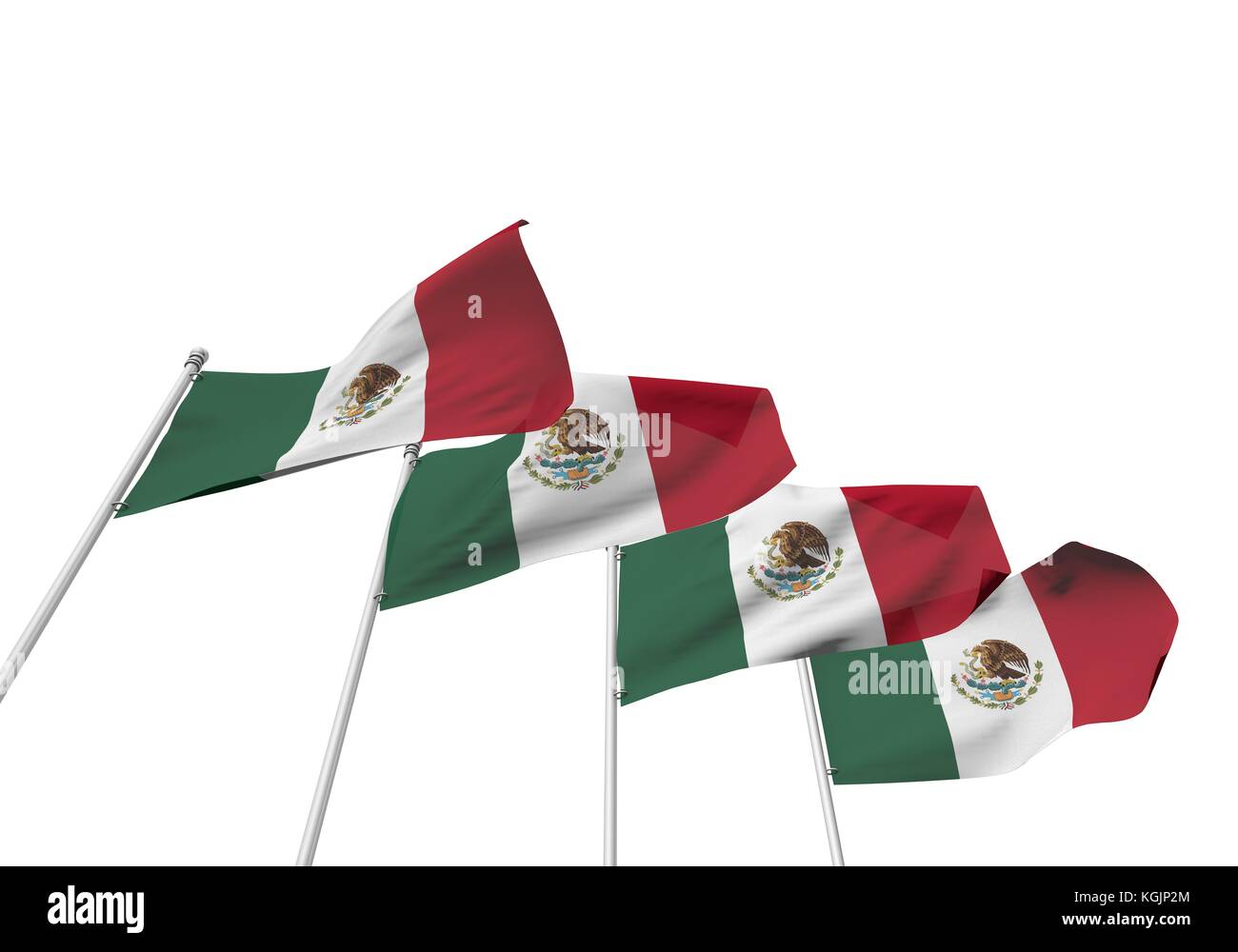Mexico flags in a row with a white background. 3D Rendering Stock Photo ...
