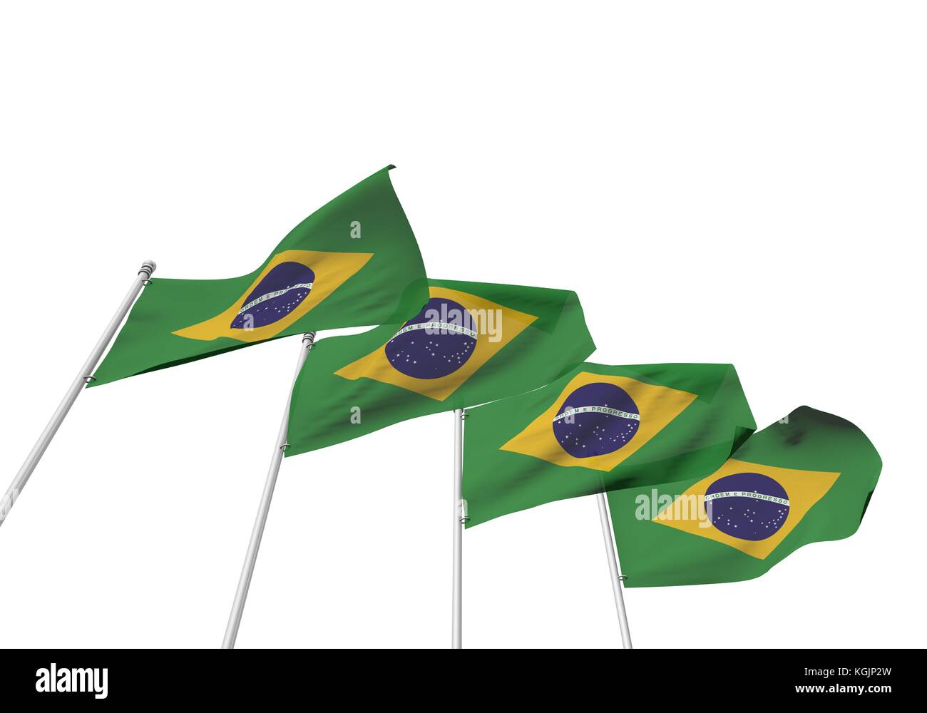 Brazil flags in a row with a white background. 3D Rendering Stock Photo ...