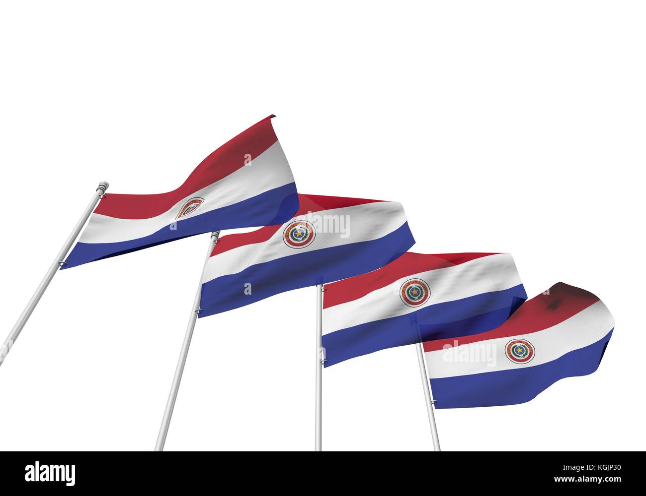 Paraguay flags in a row with a white background. 3D Rendering Stock ...