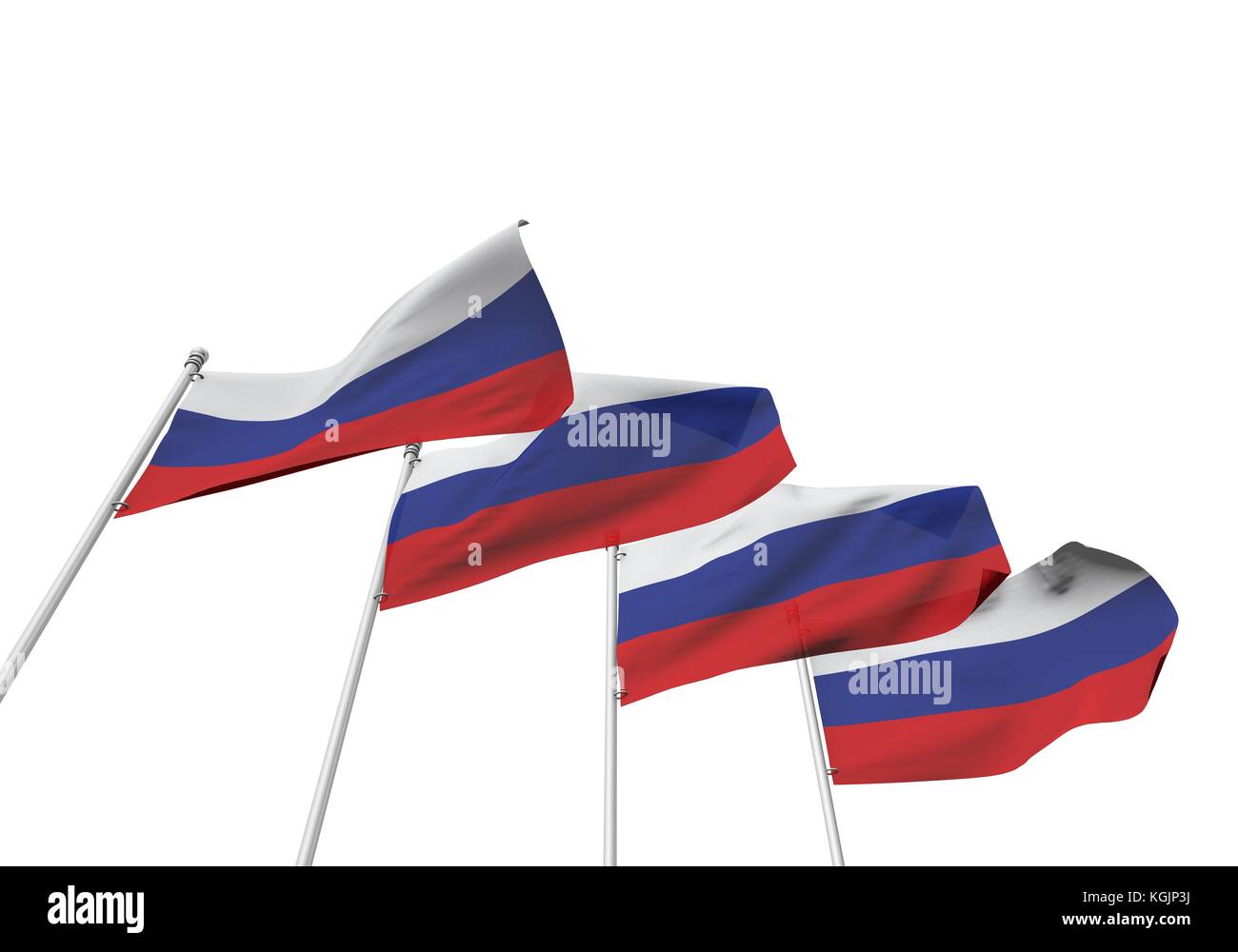 Russia flags in a row with a white background. 3D Rendering Stock Photo ...