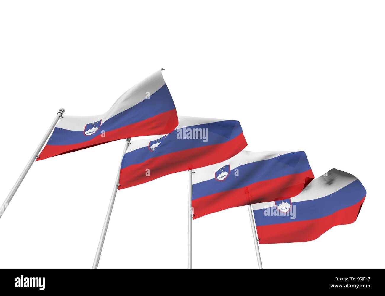 Slovenia flags in a row with a white background. 3D Rendering Stock ...