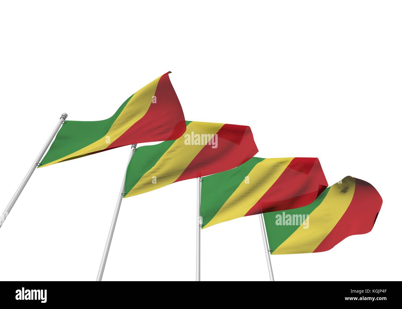Republic of Congo flags in a row with a white background. 3D Rendering ...