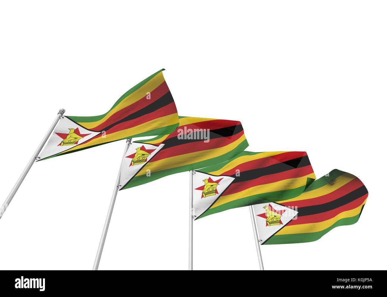 Zimbabwe flags in a row with a white background. 3D Rendering Stock ...