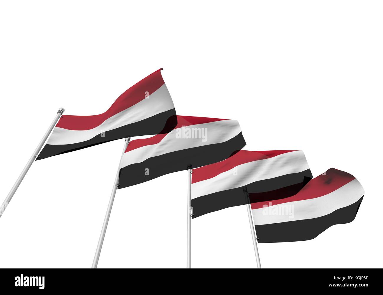 Yeman flags in a row with a white background. 3D Rendering Stock Photo ...