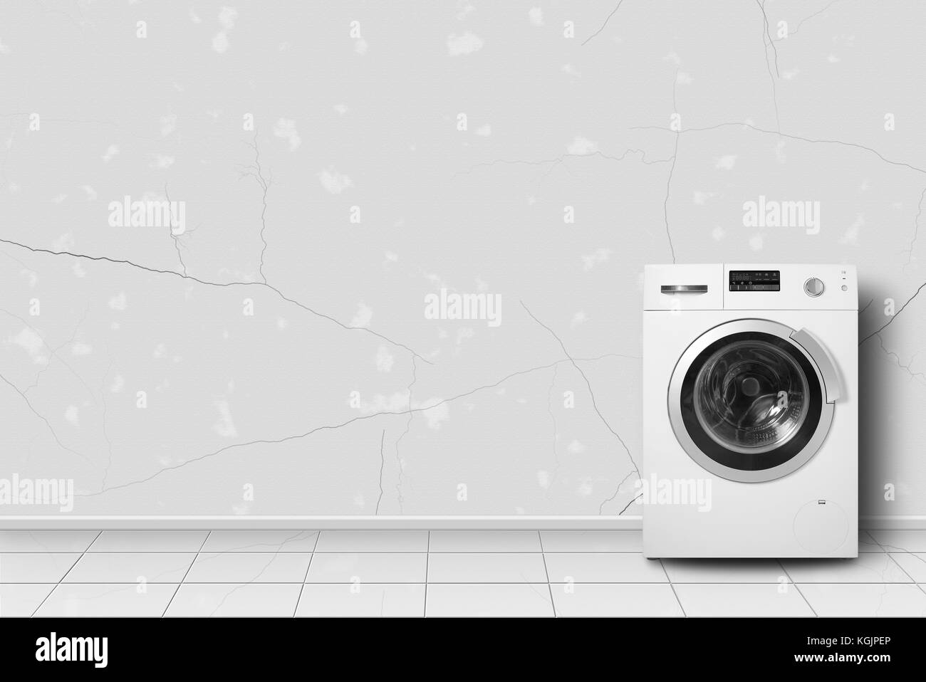 Major appliance - Washing machine in home interier on a light wall ...
