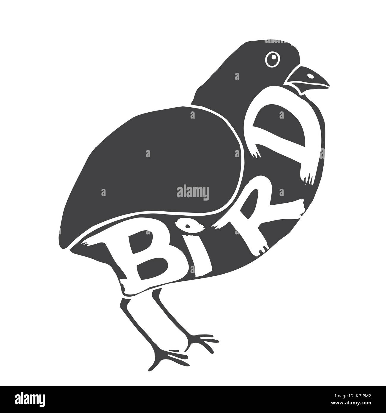 Bird with the inscription on the body. Vector illustration isolated ...