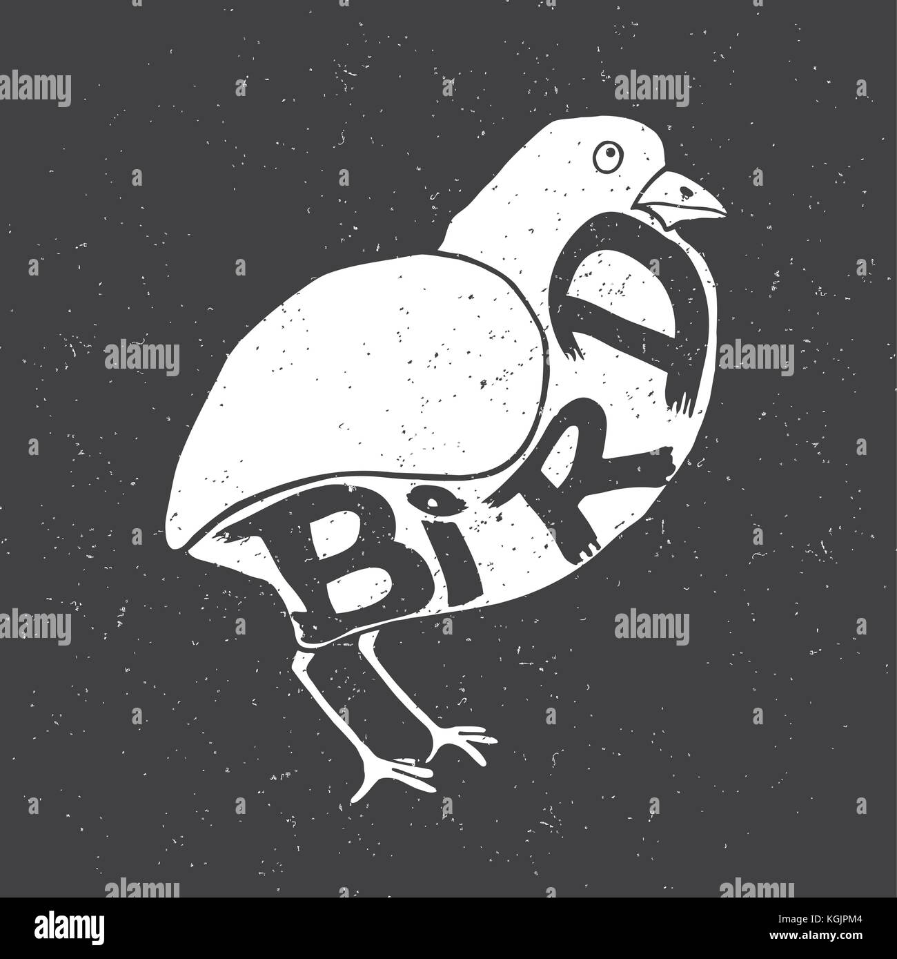 Bird with the inscription on the body. Vector illustration Stock Vector ...