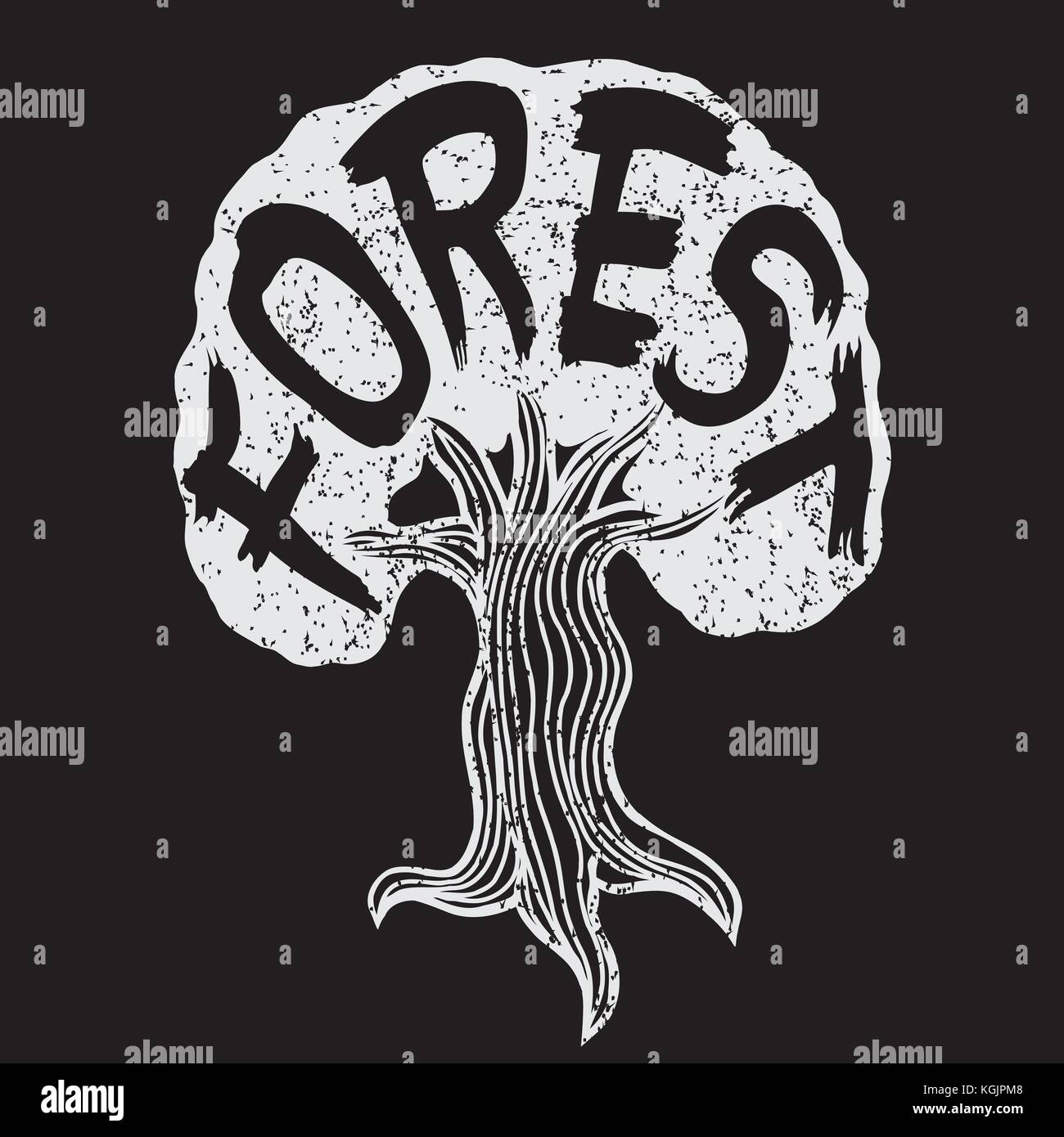 Background with abstract tree with word Forest. Vector image ...