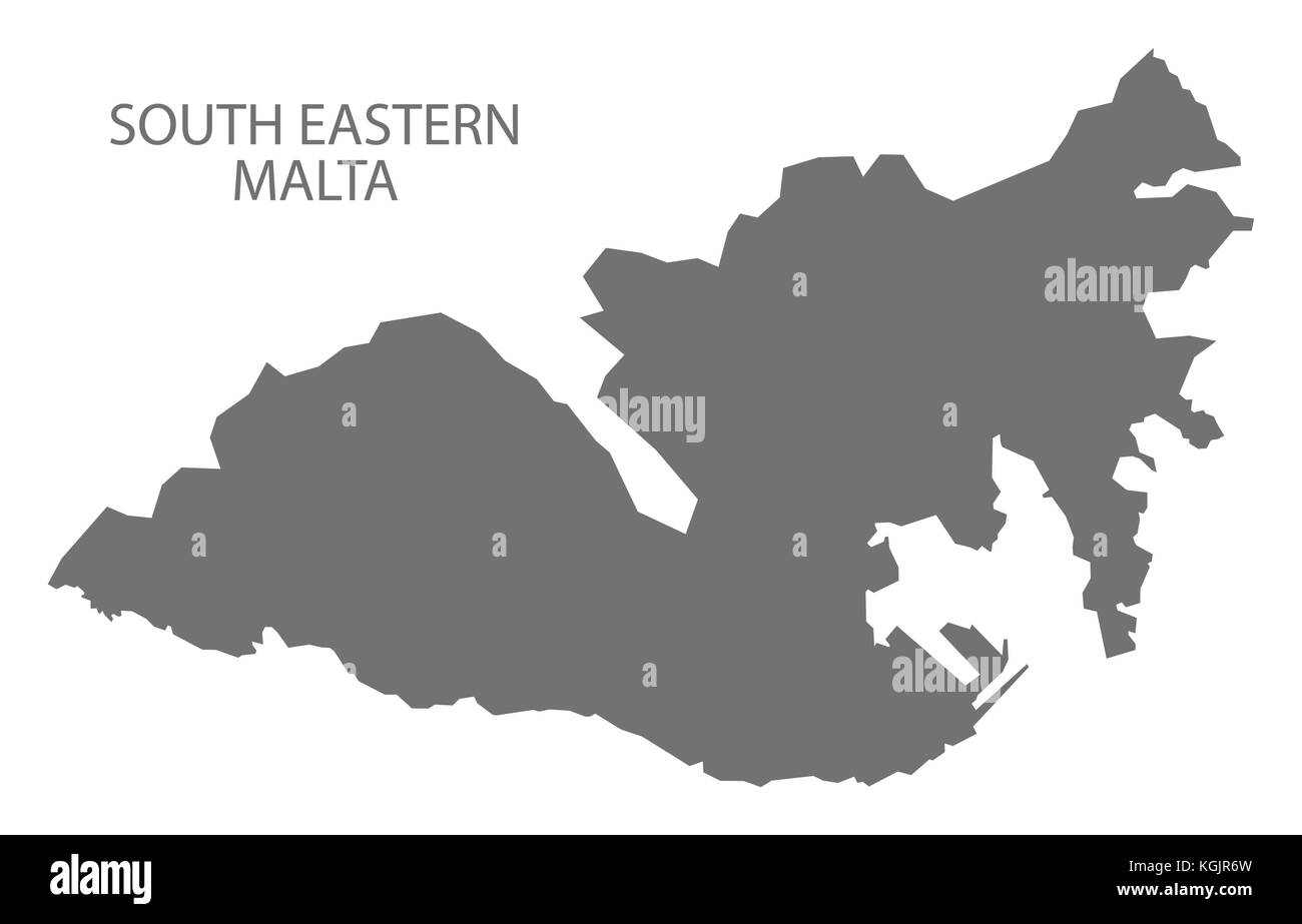 South Eastern map of Malta grey illustration silhouette shape Stock ...