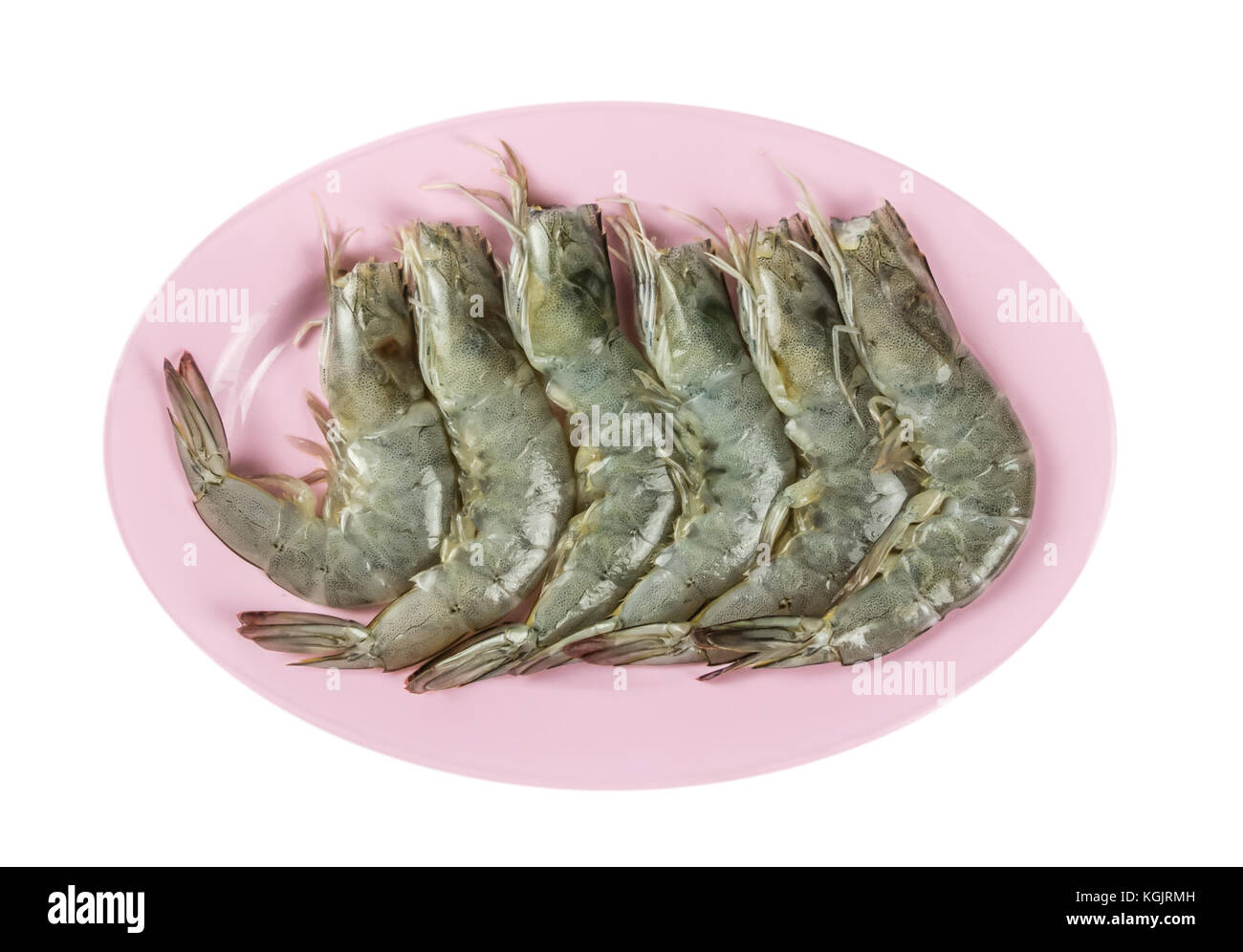 top view raw prawn on plate isolated on white background Stock Photo ...