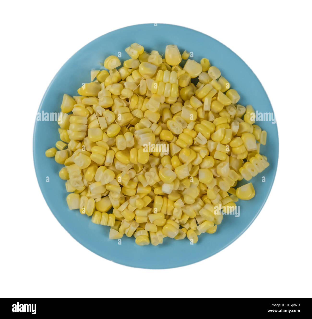 top view raw sweet corn on plate isolated on white background Stock ...