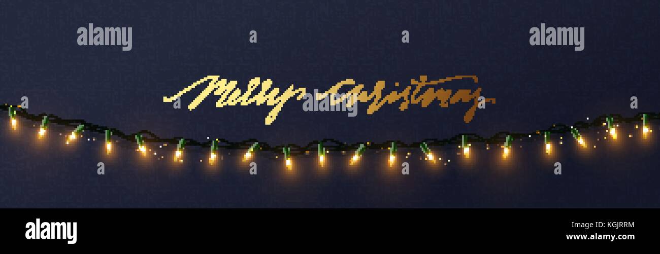 Christmas banner, Xmas sparkling lights garland, posters, cards ...