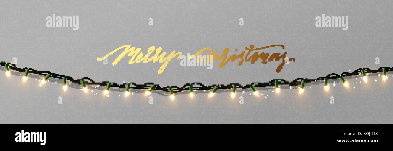 Christmas banner, Xmas sparkling lights garland, posters, cards ...