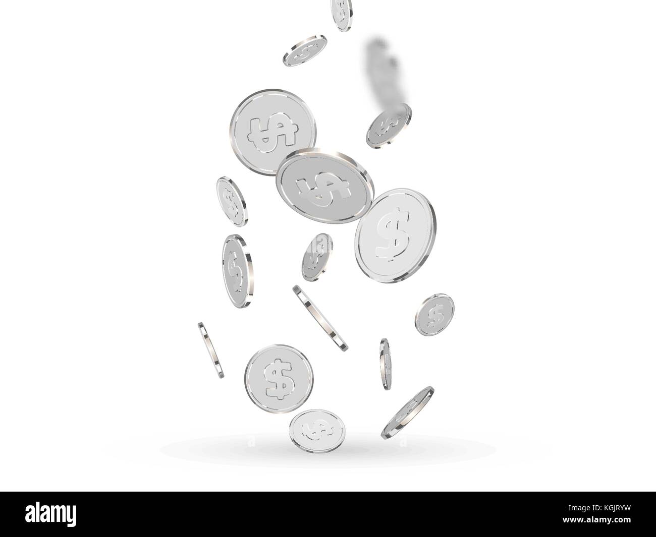 Silver coins. Realistic silver money isolated on white background Stock ...