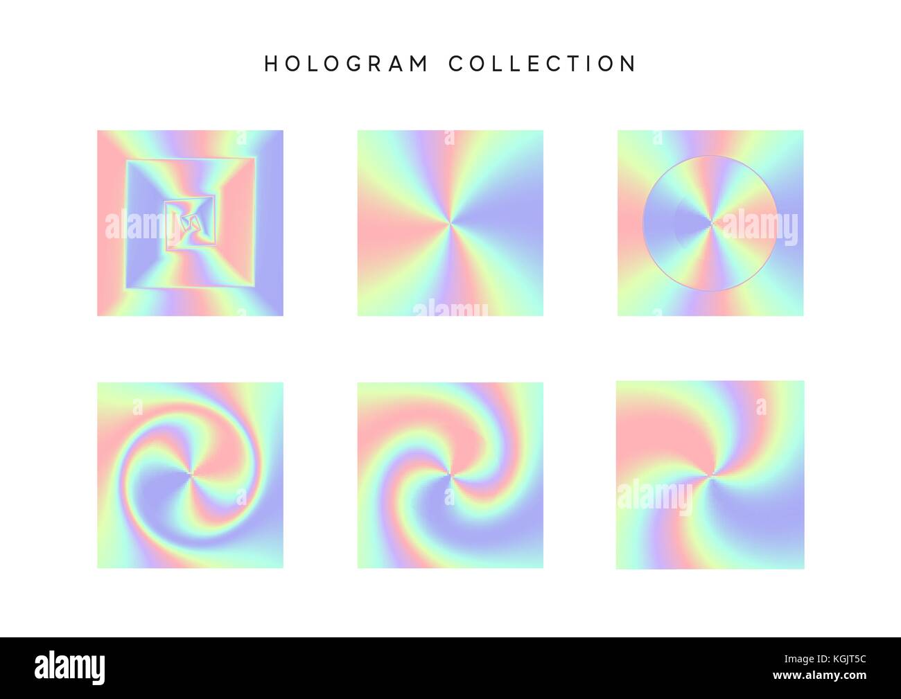 Set of colorful hologram abstract vector. Design texture style hipster ...