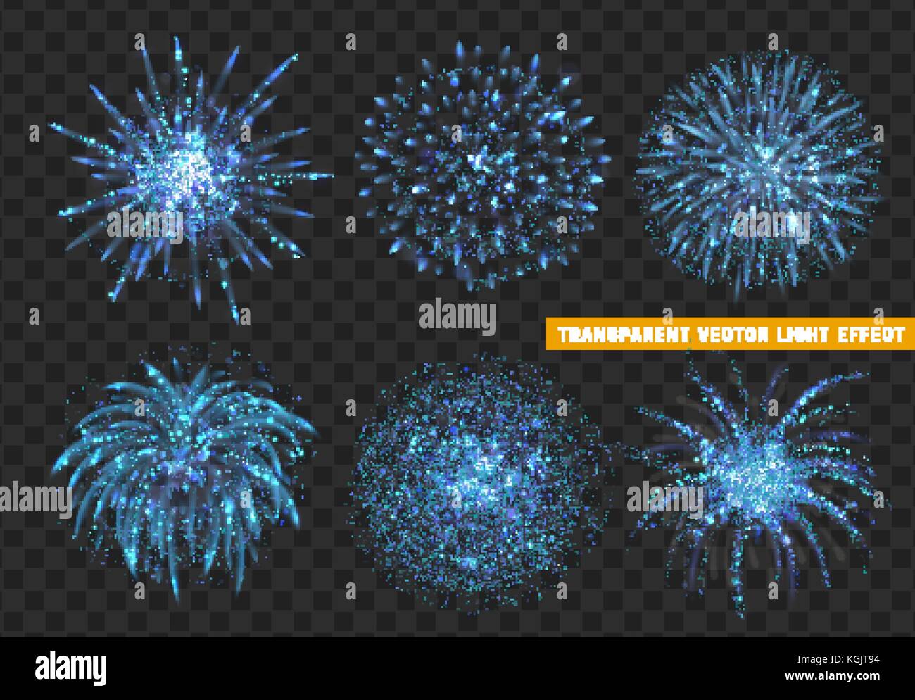 Set of Firework blue isolated. Xmas decoration. Holiday design element ...