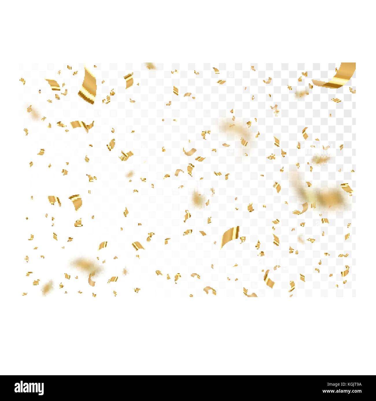 Falling shiny golden confetti isolated on transparent background ...