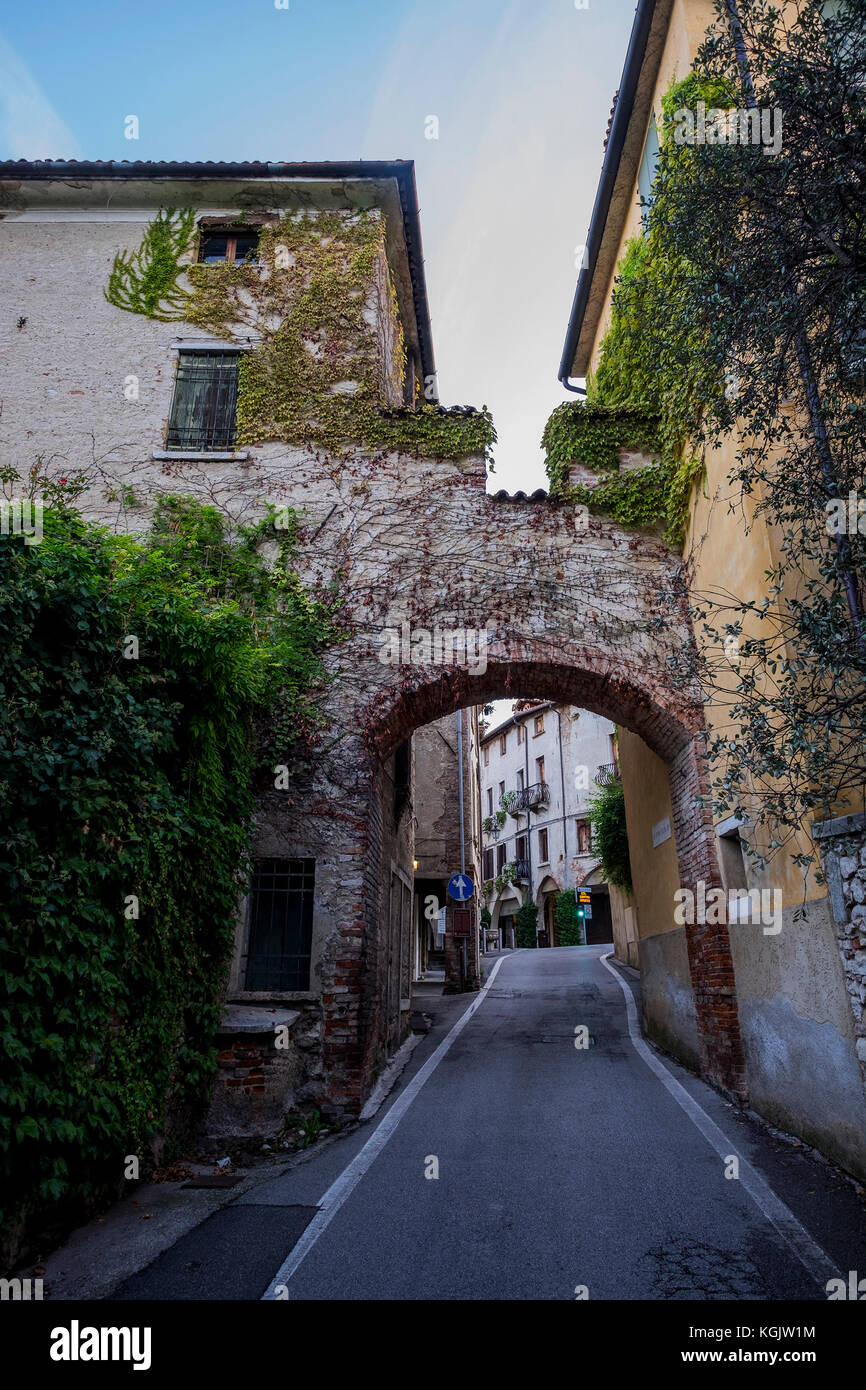 A view of the village of Asolo, Italy. Asolo is a town in the province ...