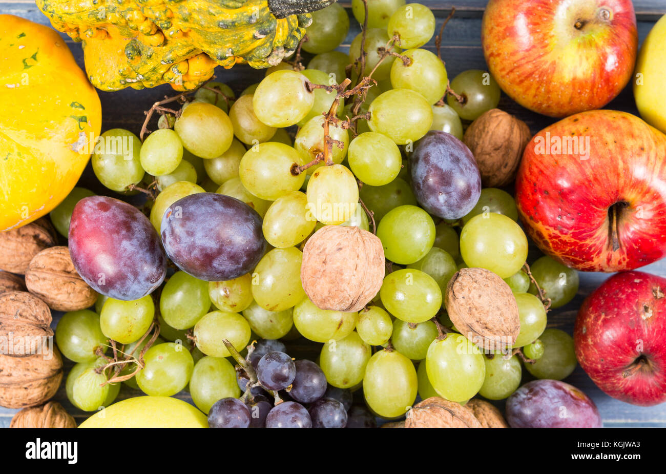 Full image of autumn or fall fruits. All organic, bio, natural, fresh ...