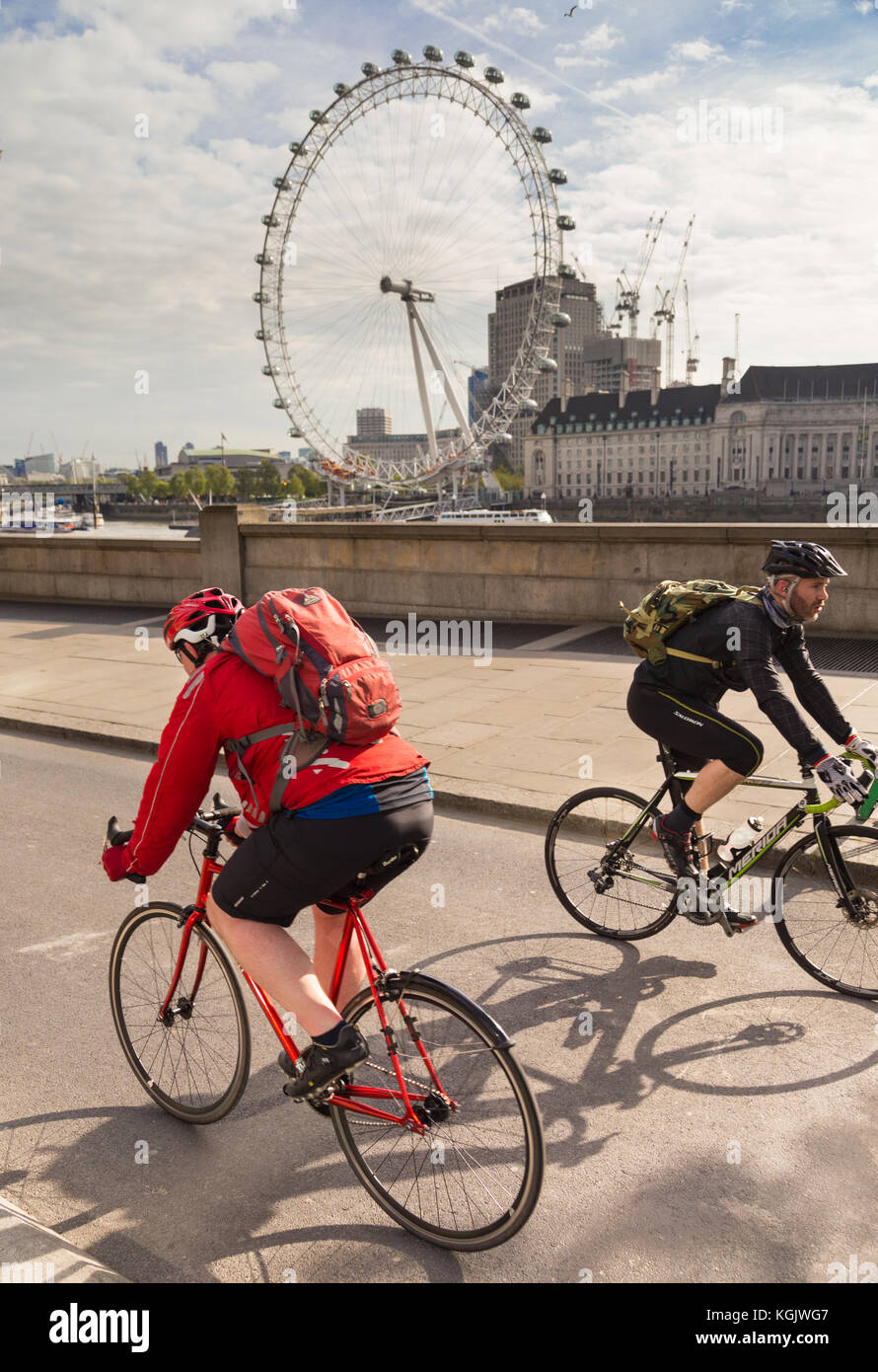 Cyclists cycling on the East-West Cycle Superhighway 6 on the Victoria ...