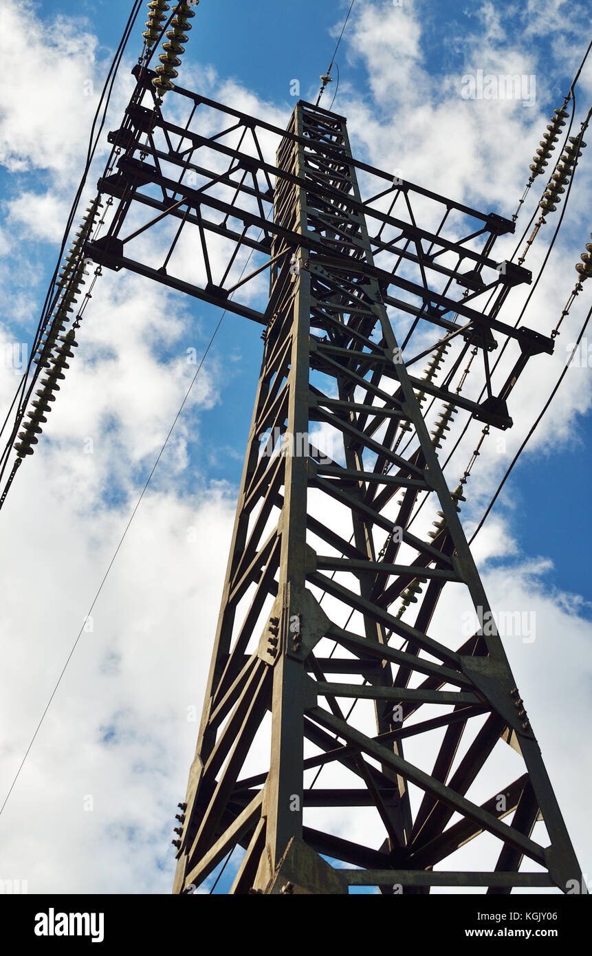 Line of electricity transmission installed in the city Stock Photo - Alamy