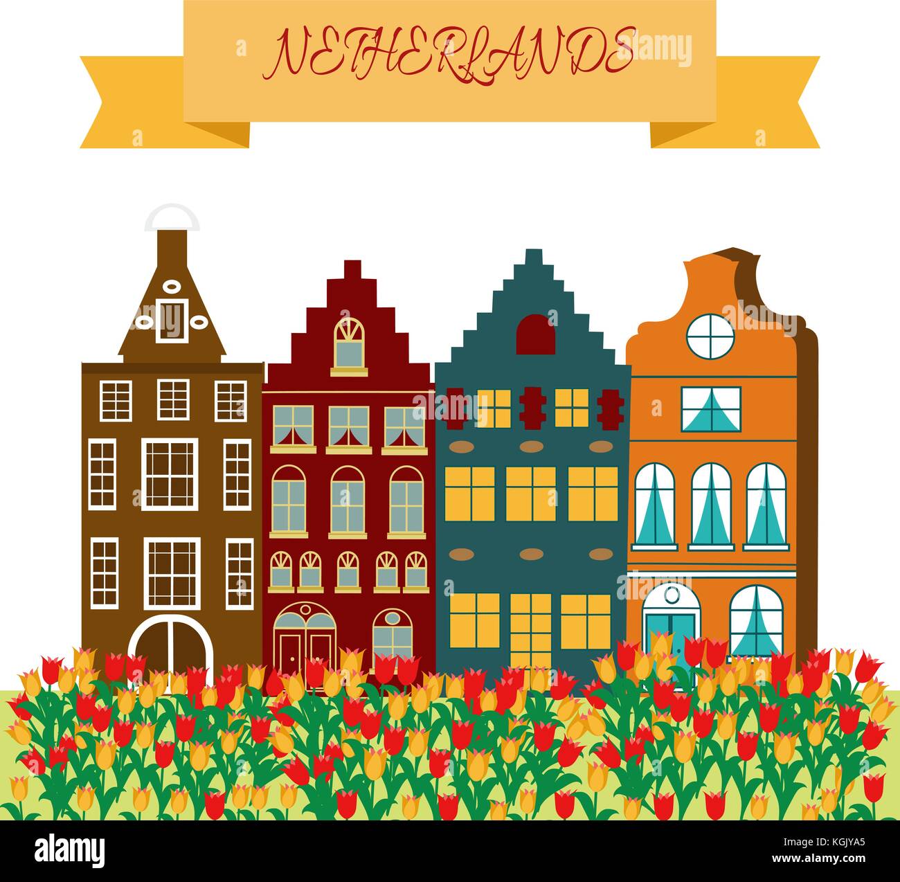 Vector illustration in cartoon style with symbols of Amsterdam Stock ...