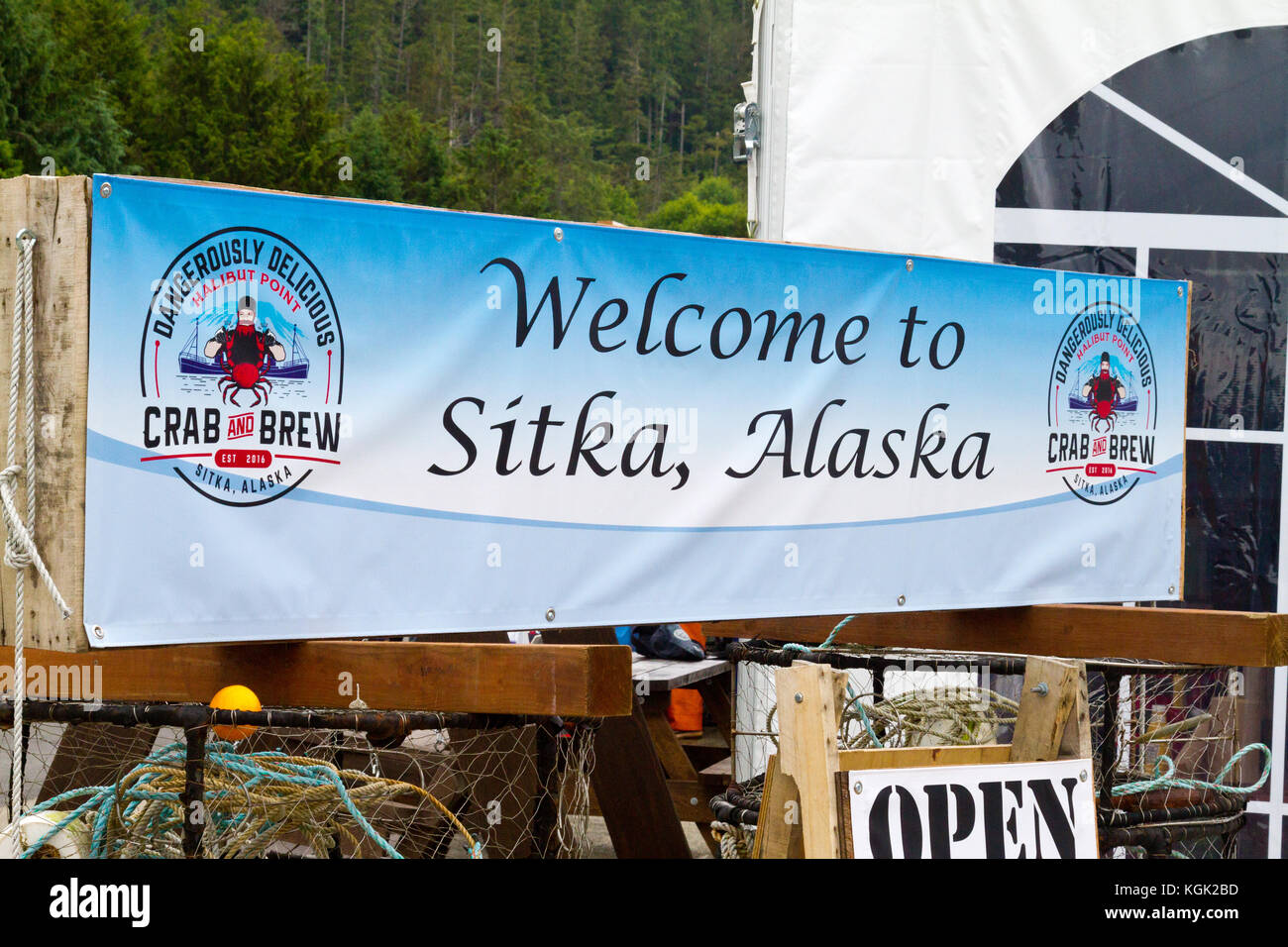 A welcome sign in Sitka, Alaska Stock Photo - Alamy