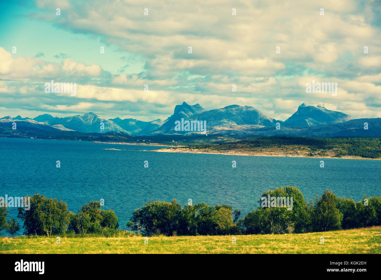 View at the beautiful fjord. The beautiful nature of Norway Stock Photo ...