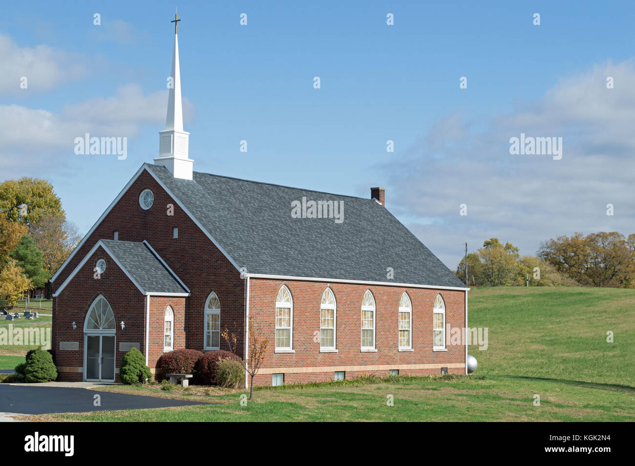 Christian background photo of a country church in a rural setting on a ...