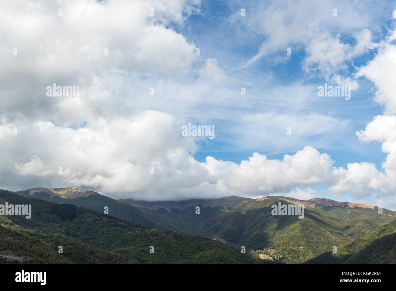 The spectacular hilltop village of Sassorosso, in the province of Lucca ...