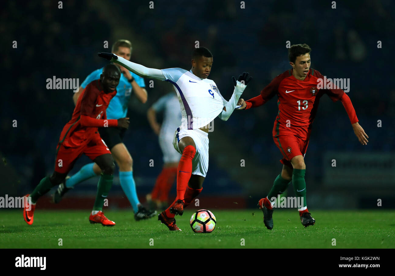 England's Rayhaan Tulloch (left) and Portugal's Franisco Saidaha Morais ...