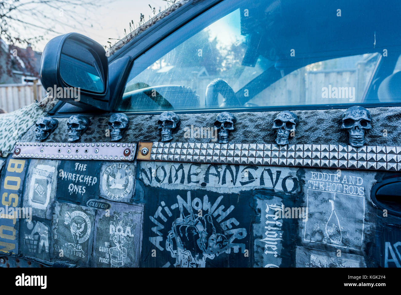 Detail of punk zombie art car, Vancouver, British Columbia, Canada ...