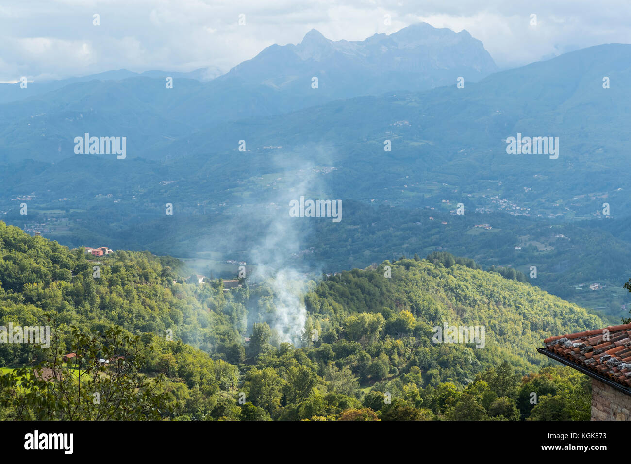 The spectacular hilltop village of Sassorosso, in the province of Lucca ...